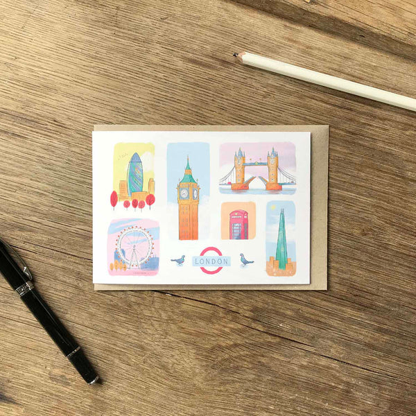 London Landmarks Greetings Card – Mike Green Illustration