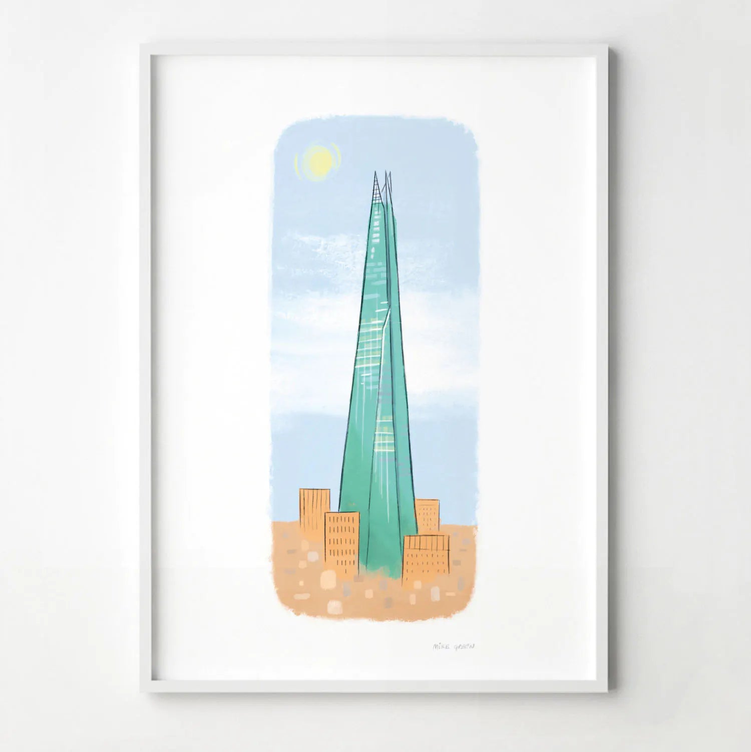 The Shard Landmark, London Bridge Wall Art Print – Mike Green Illustration